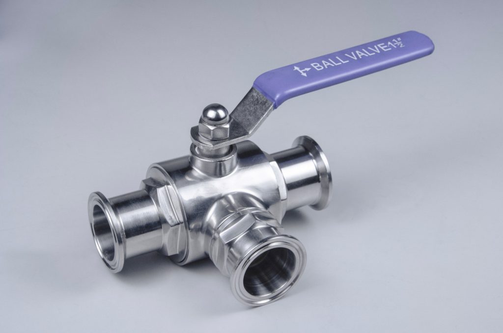 3-way Ball Valve, 1.5 Inch Tri-Clamp T-type - Anvil